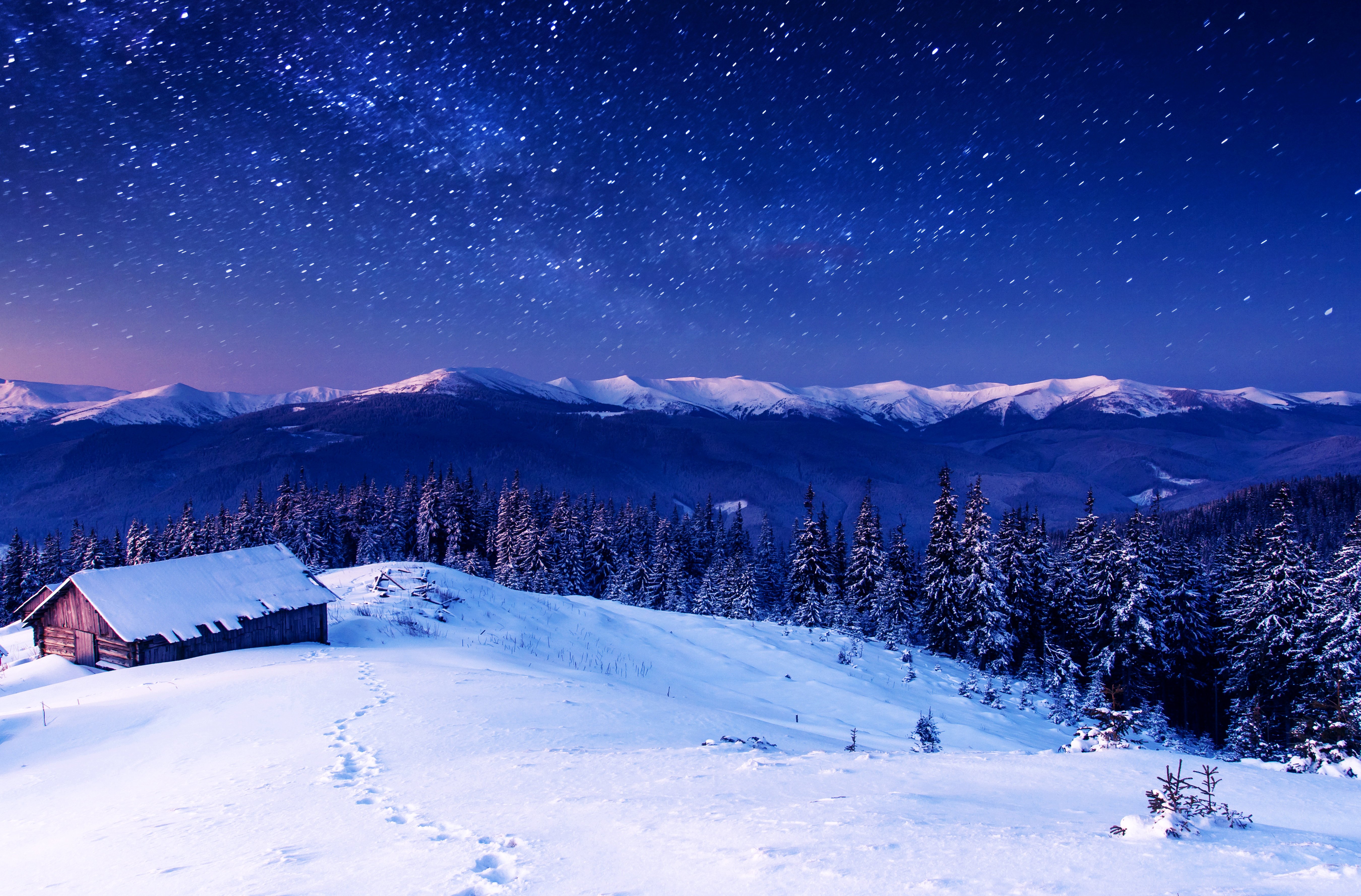 Snow Mountains Wallpaper Night