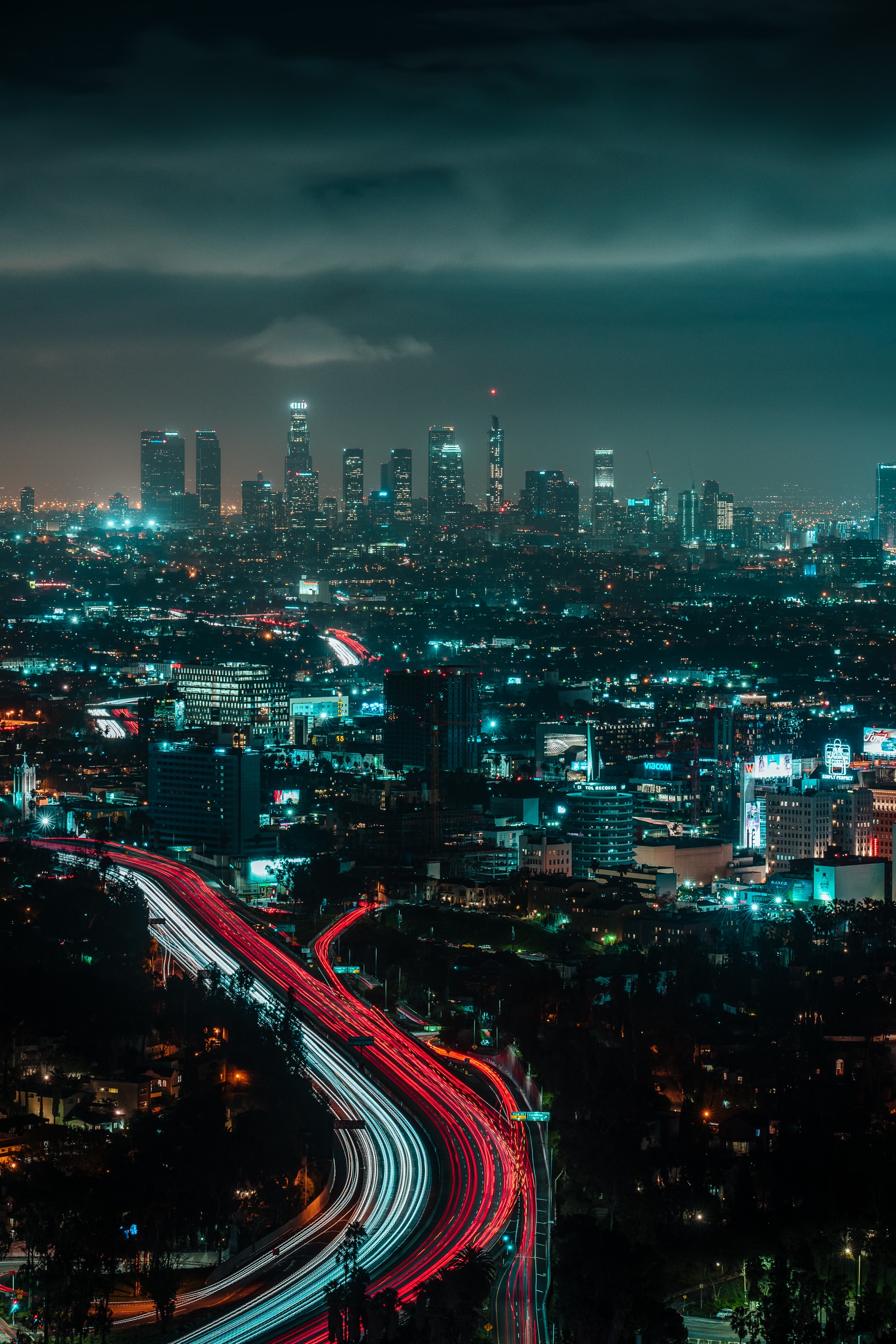 Wallpaper City Skyline During Night Time, Background - Download Free Image