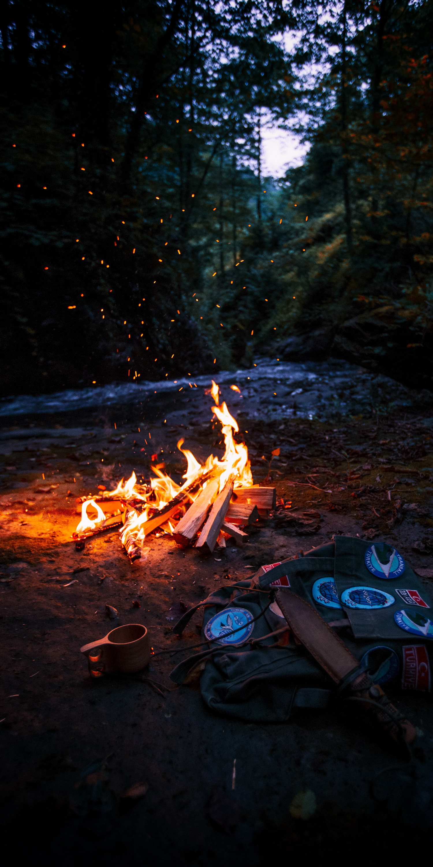 Wallpaper Tent Campfire, Tent, Camping, Campfire, Bonfire, Background ...