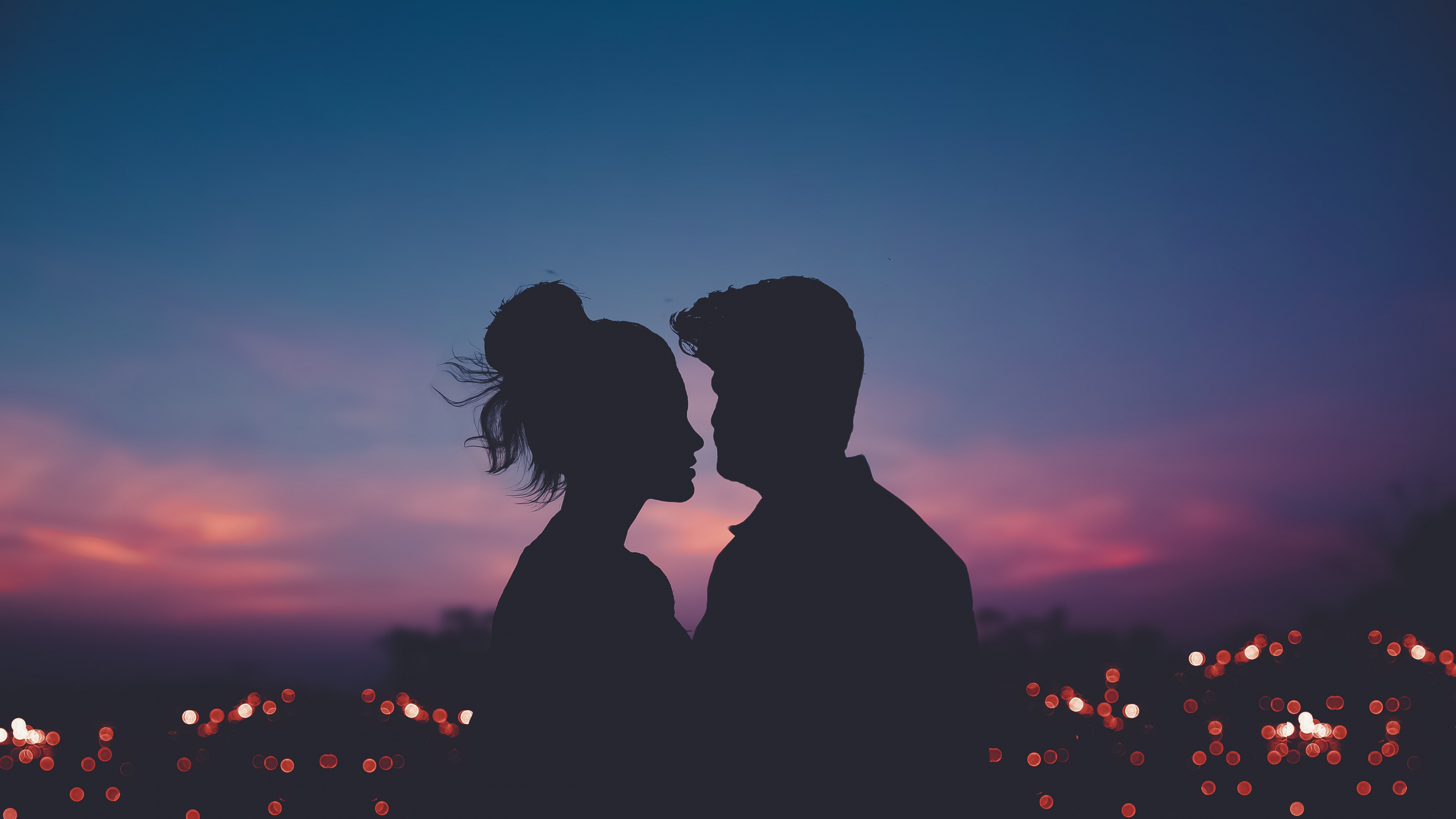 Les Fonds Décran Amour Silhouette Interaction Soir Atmosphère 4k