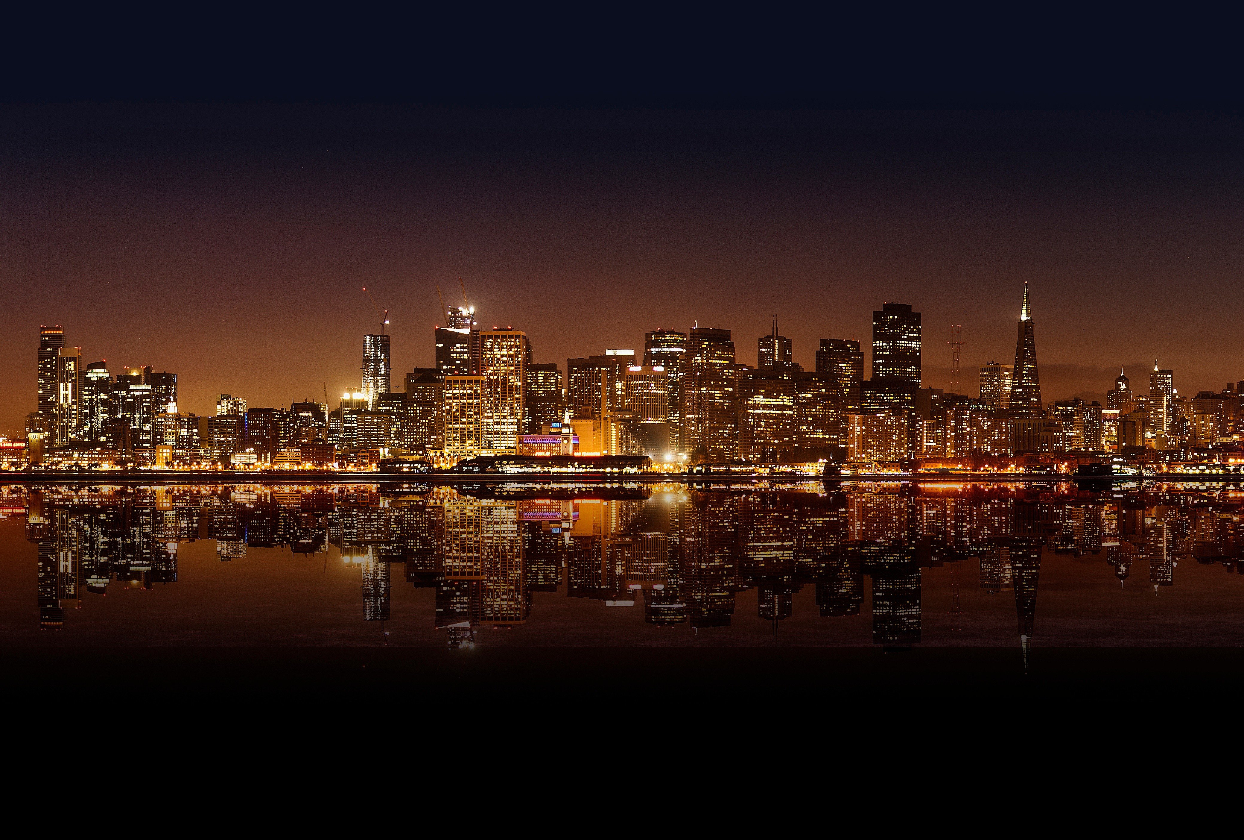 City Skyline At Night Wallpaper