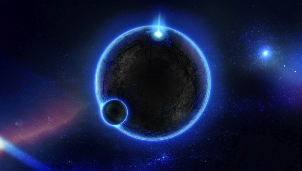 Wallpaper Blue and White Planet With Light, Background - Download Free ...