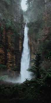 Wallpaper Air Terjun Kapas Biru, Waterfall, Water, Plant, Natural ...