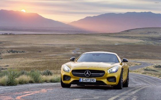 Wallpaper Yellow Mercedes Benz Car on Road During Daytime, Background ...