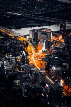 Wallpaper Aerial View of City Buildings During Night Time, Background ...