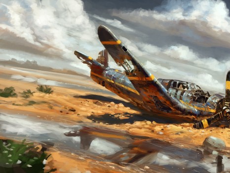 Wallpaper Brown and Black Airplane on Brown Field Under White Clouds ...