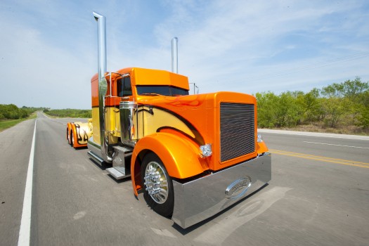 Wallpaper Orange Truck on Road During Daytime, Background - Download ...