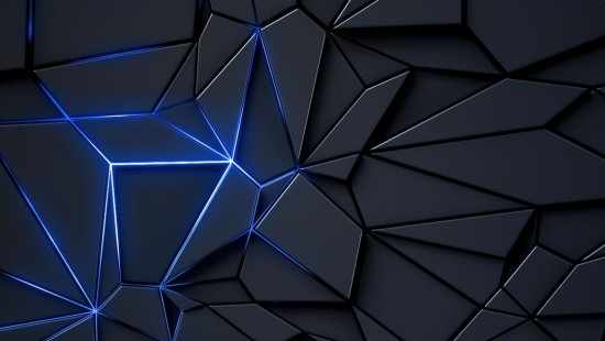 blue triangle black background